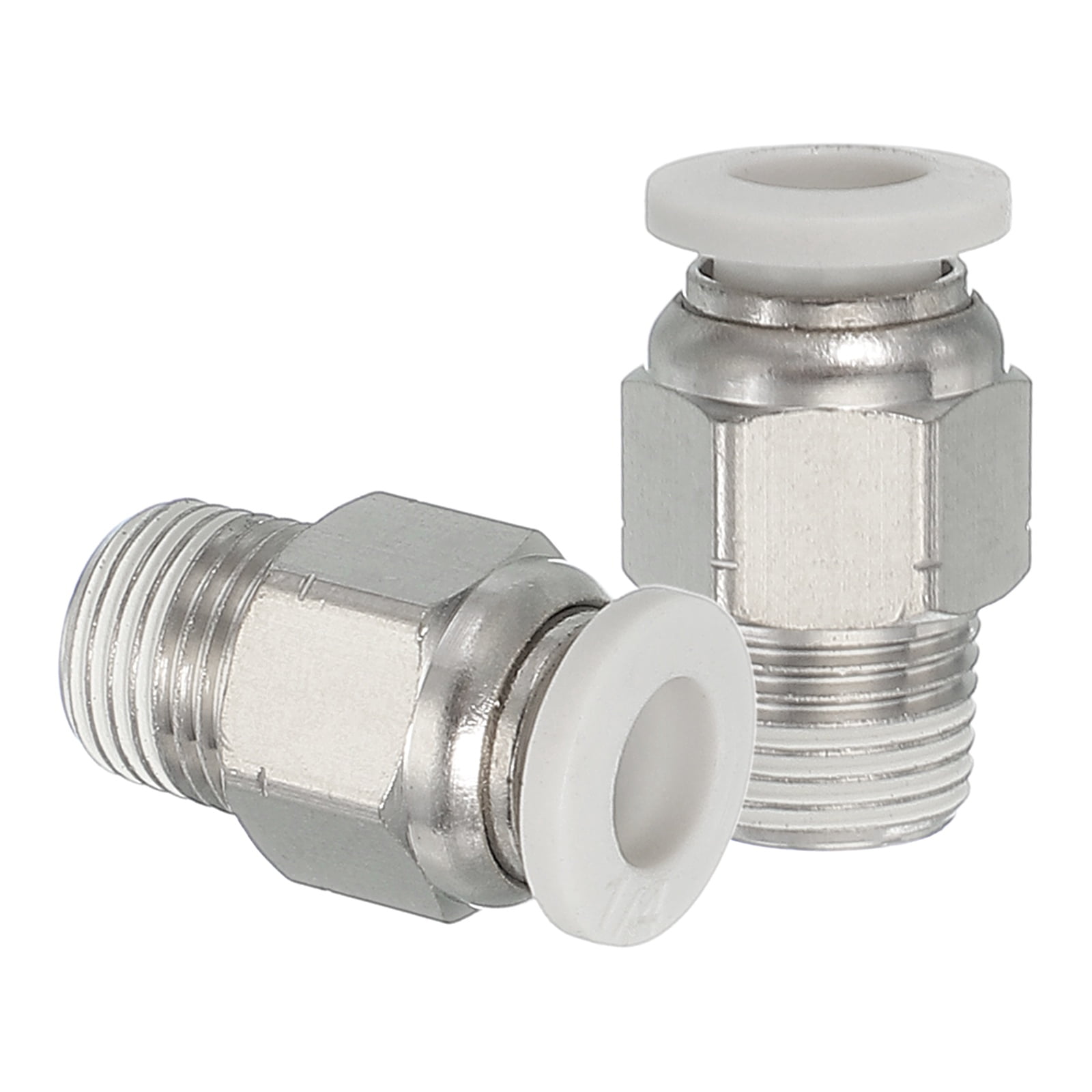 Uxcell NPT Push to Connect Air Fittings, Male Straight NPT Thread Connector White 1/4" OD-1/8 ...