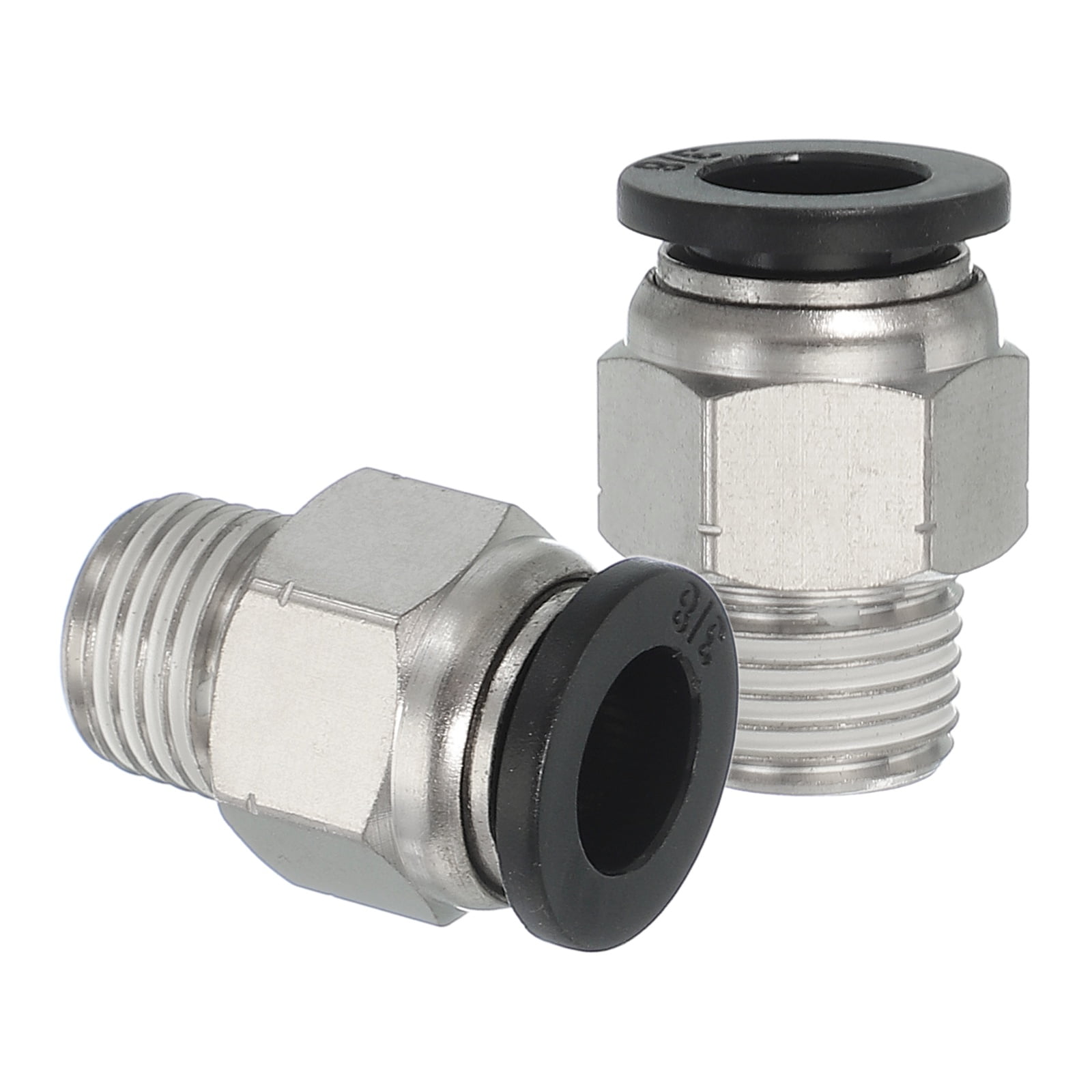 Uxcell NPT Push to Connect Air Fittings, Male Straight NPT Thread Connector Black 3/8" OD-1/4 ...