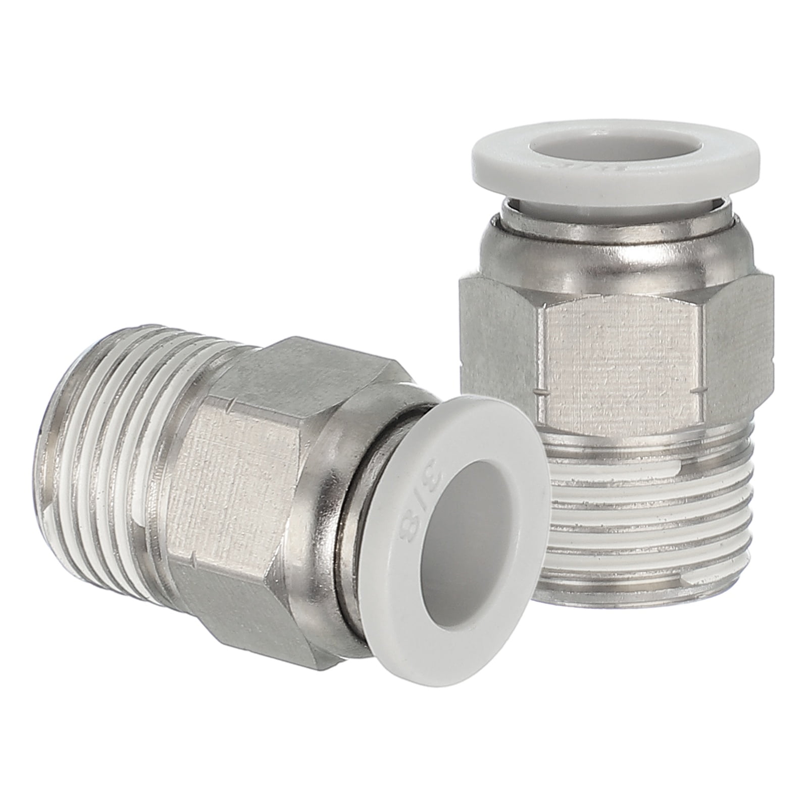Uxcell NPT Push to Connect Air Fittings, Male Straight NPT Thread Connector White 3/8" OD-3/8 ...