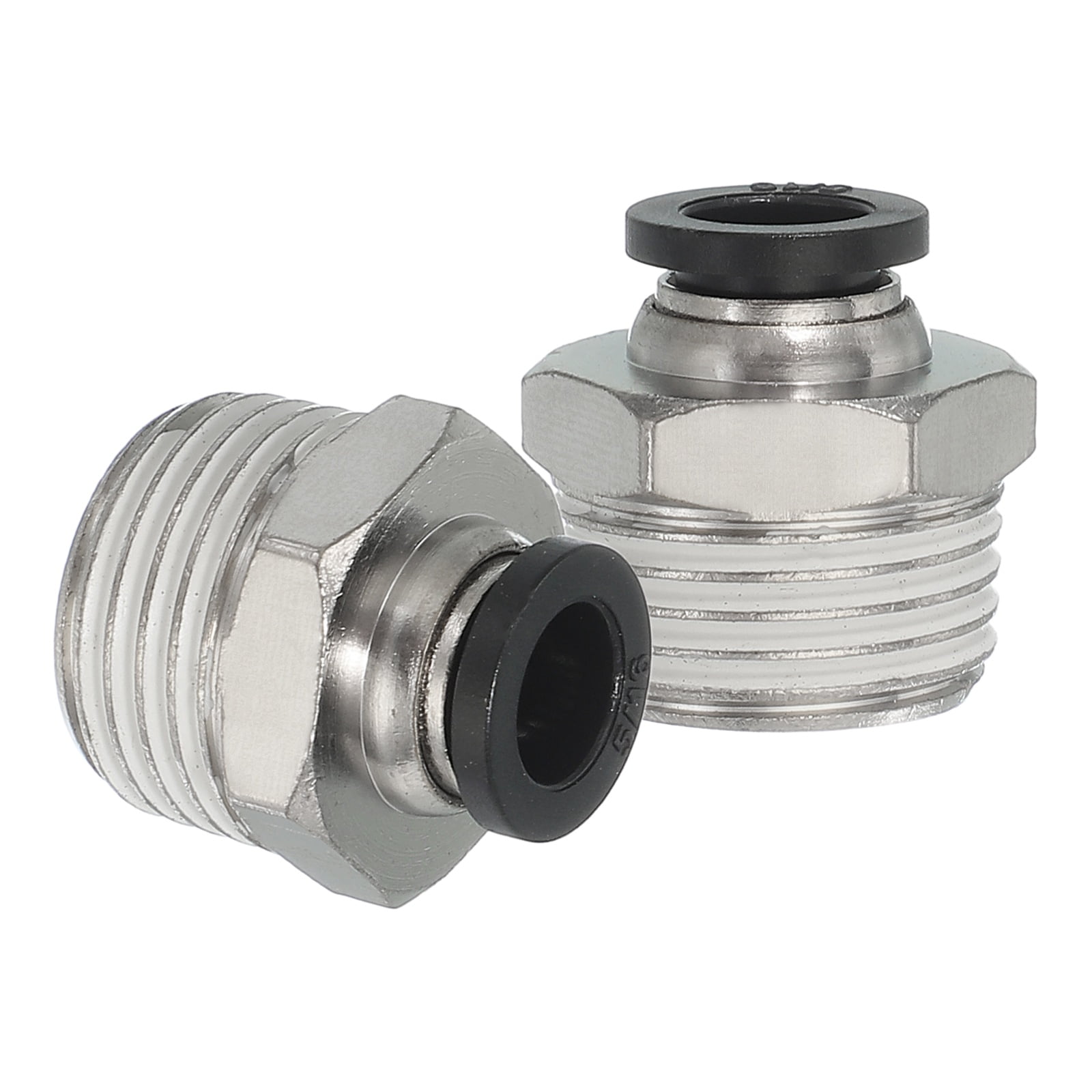 Uxcell NPT Push to Connect Air Fittings, Male Straight NPT Thread Connector Black 5/16" OD-1/2 ...