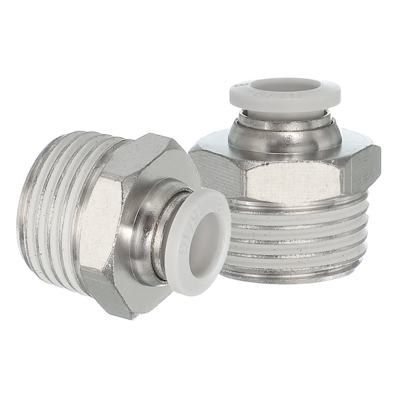Uxcell NPT Push to Connect Air Fittings, Male Straight NPT Thread Connector White 5/16" OD-1/2 ...