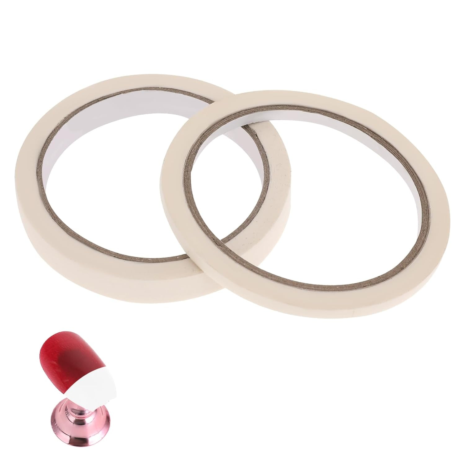 2 Pcs Nail Art Adhesive Tapes 0.5cm+1.2cm Masking Tape White Art Tape ...