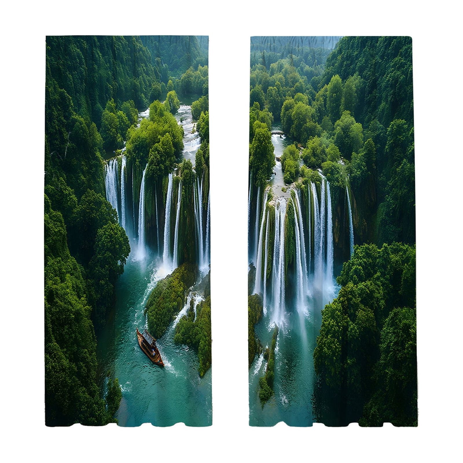 2 Pcs Natural Scenery Curtains - 63x52" Summer Waterproof Polyester ...
