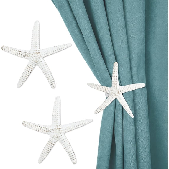 2 Pcs Natural Starfish Curtain Tiebacks Metal Nautical Starfish Curtain ...