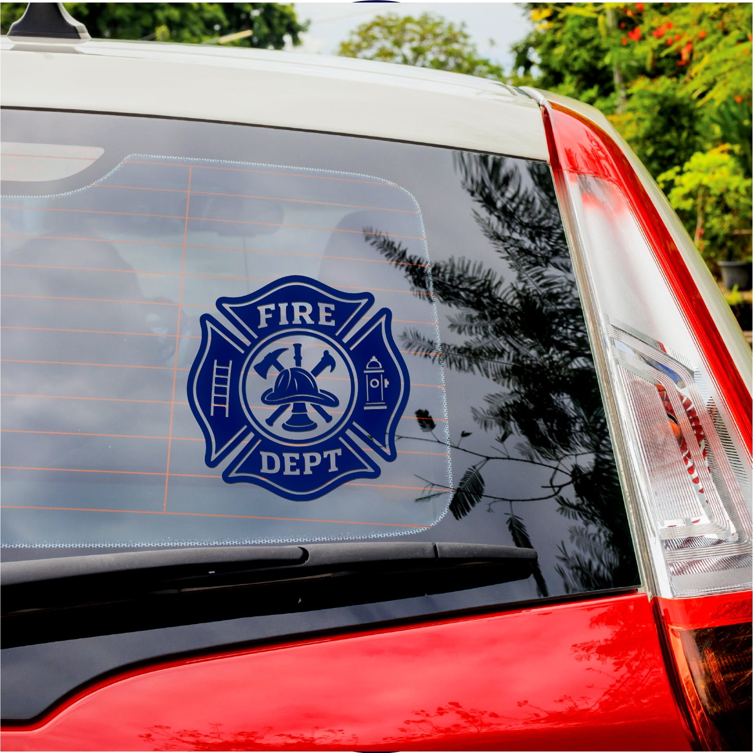 (2 Pcs Navy Blue, 7'' x 7.1'') - Vinyl Sticker Decal - "Firefighter ...