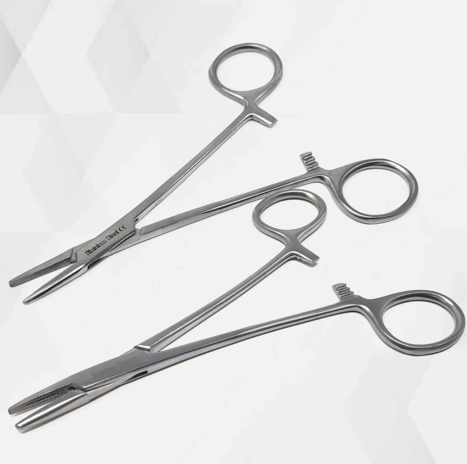 2 Pcs Needle Holder Stainless Steel Lab Instruments Smooth Jaws ...