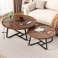 2 Pcs Nesting Coffee Table Set 31.5In and 23.62In Round Side Tables Mid ...