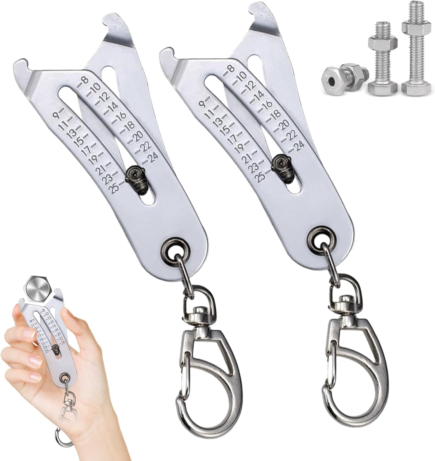JOWNEEL Portable Bolt Size Finder Keychain, Nut Thread Checker, Quick ...