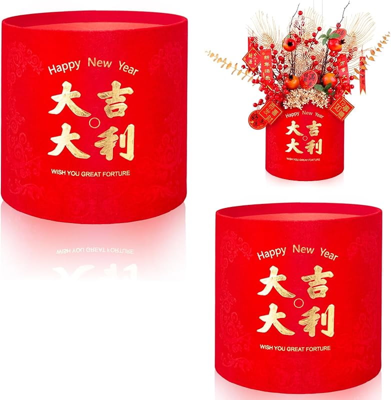 2 Pcs New Year Blessing Bucket New Year Lucky Tube Spring Festival ...