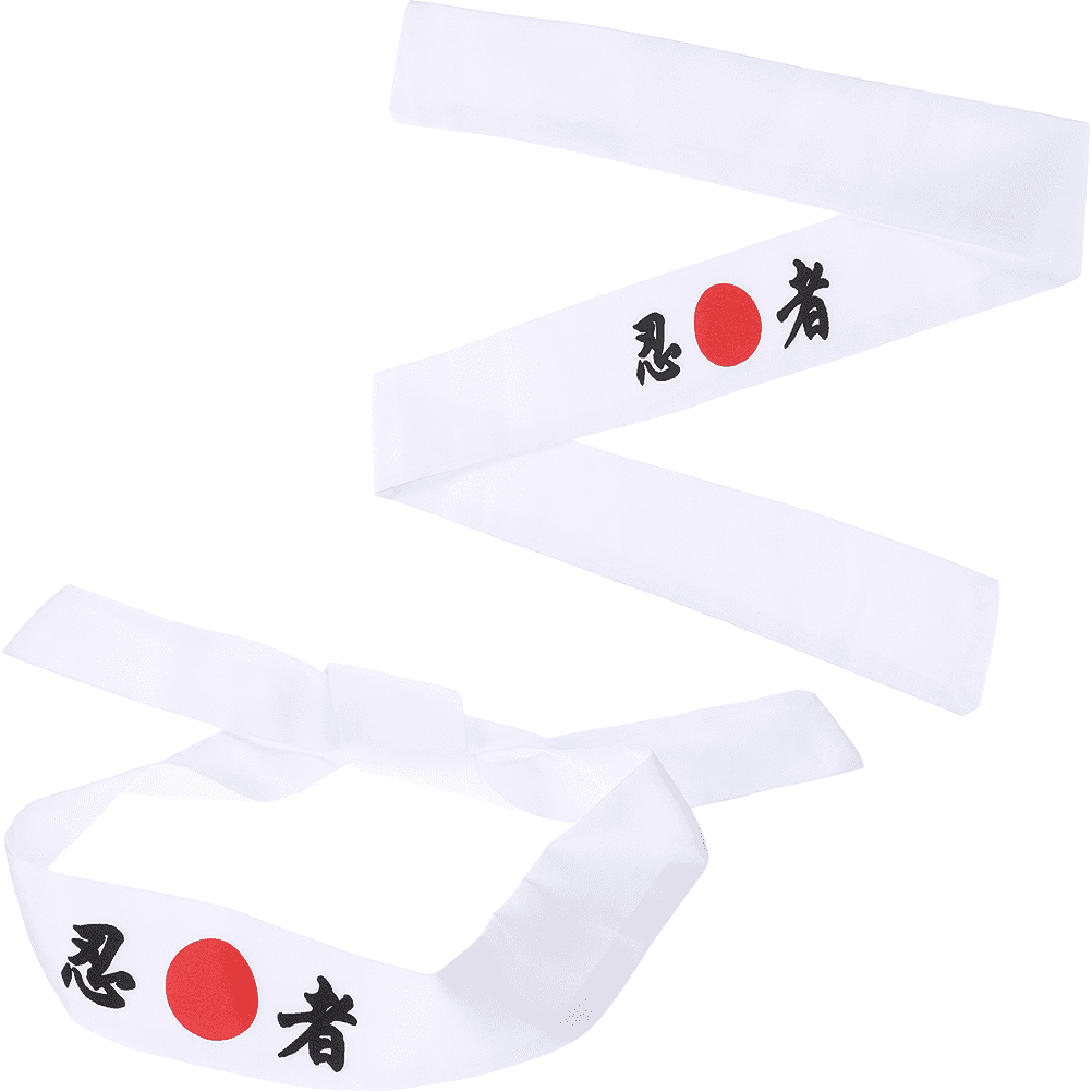 2 Pcs Ninja Print Headband White Turban Miss Man Sushi Chef Bandana ...