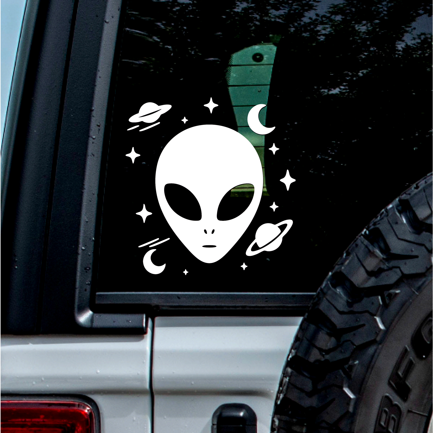 2 Pcs - No Background - Waterproof Car Sticker Decal of Alien Spaceship ...