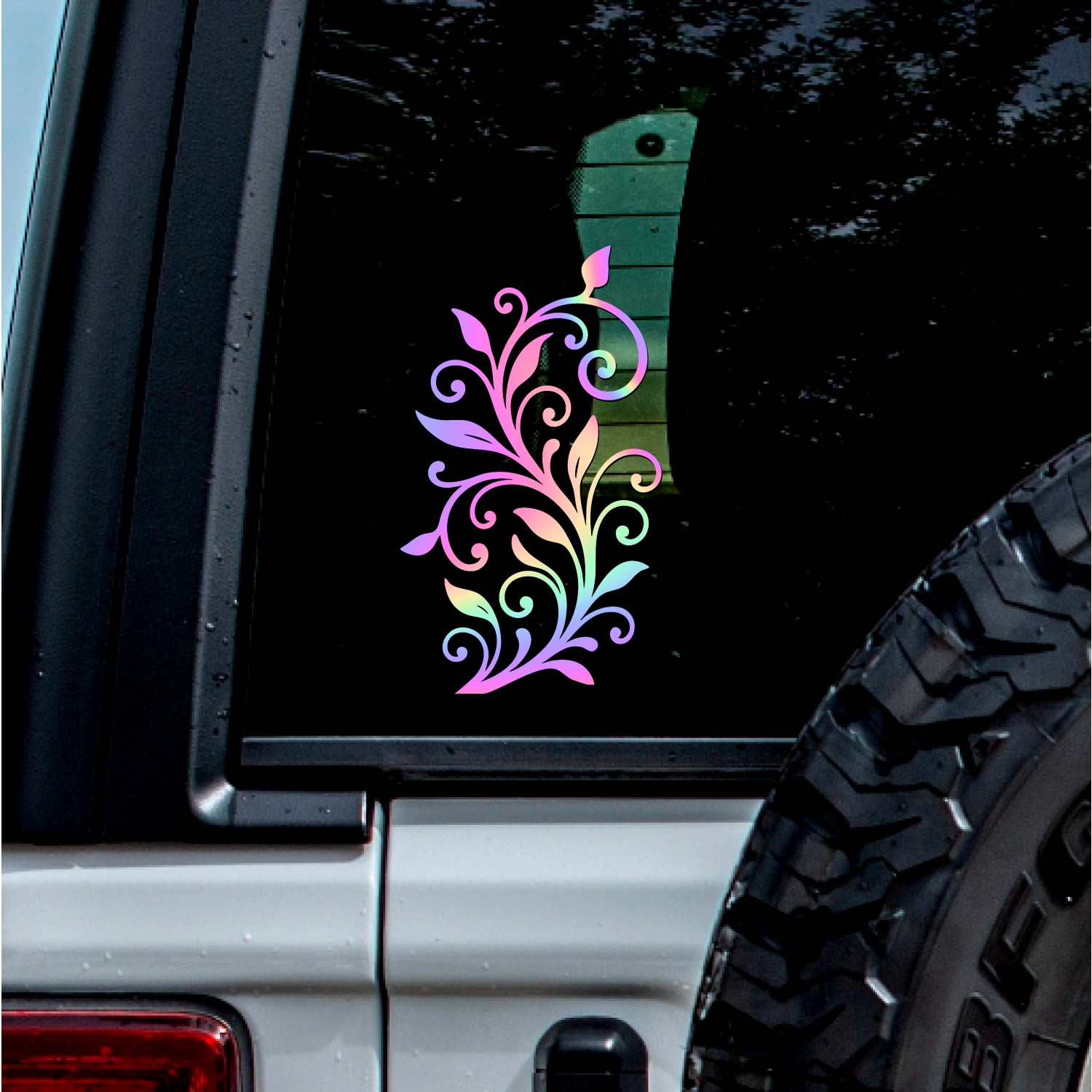 2 Pcs - No Background - Waterproof Car Sticker Decal of Floral Flower ...