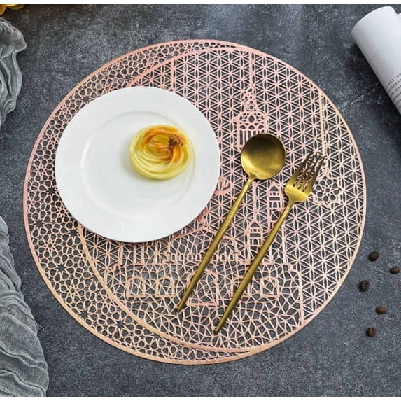 2 Pcs Non-Slip Hollow PVC Round Place Mats - Heat Insulation Dining ...
