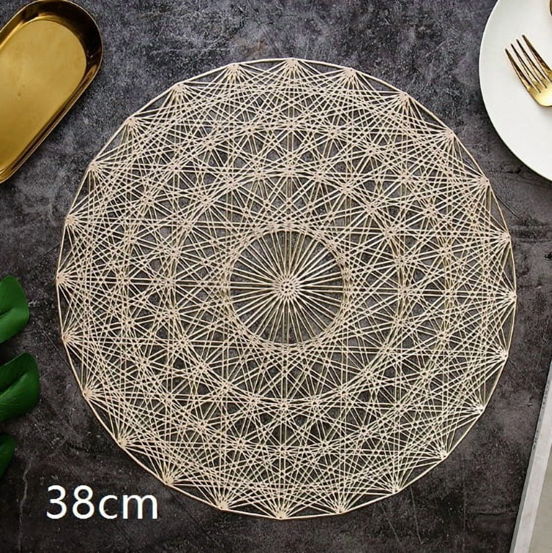 2 Pcs Nordic Style Bronzing Geometric Round PVC Place Mats - Elegant ...