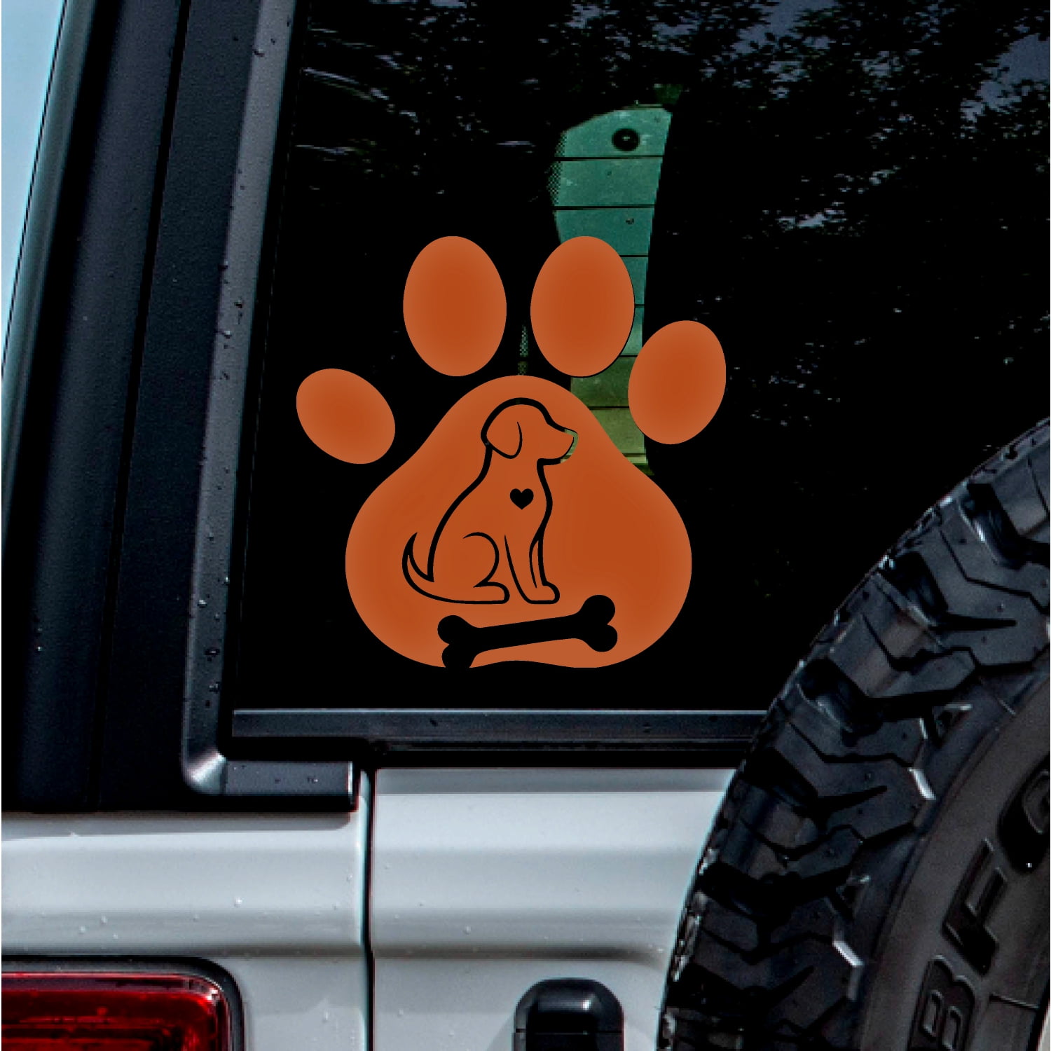 (2 Pcs Nut Brown, 7'' x 7.0'') - Vinyl Sticker Decal - "Dog Paw ...