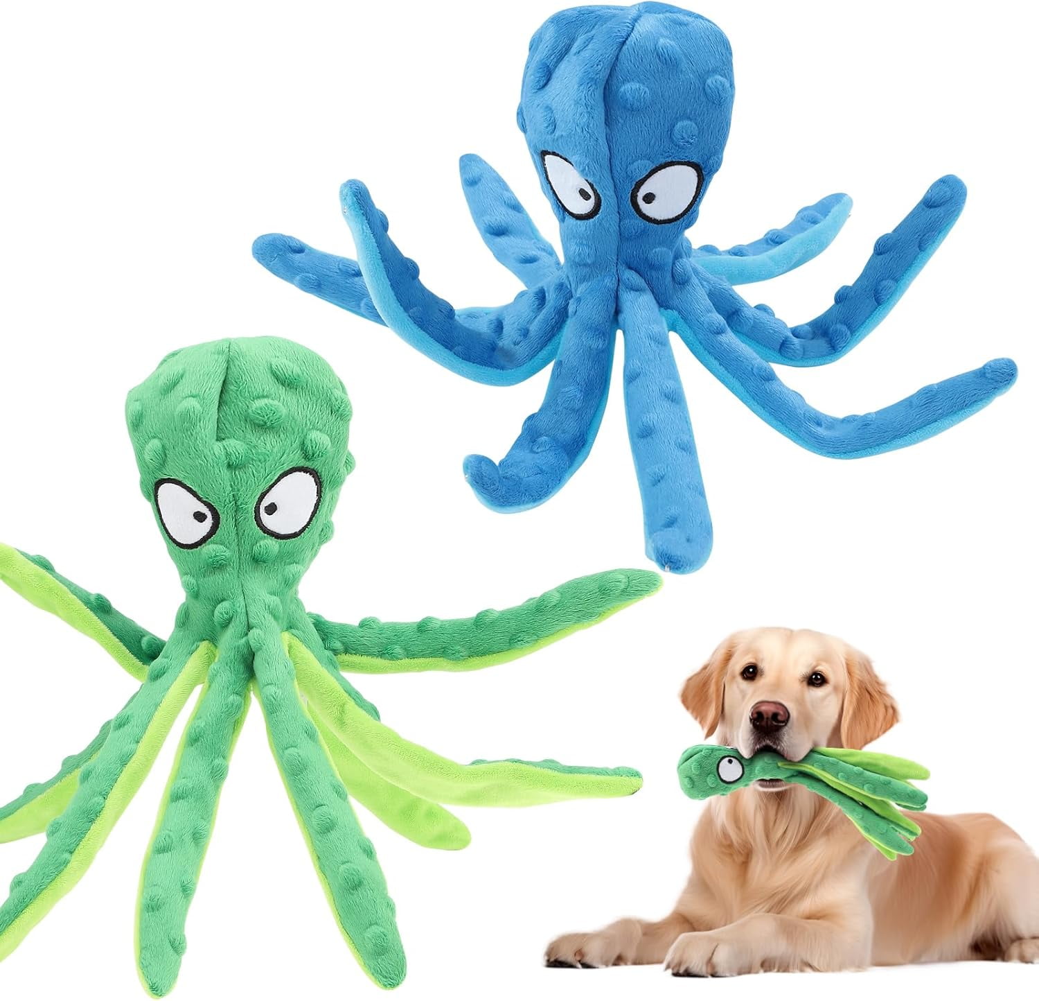 2 Pcs Octopus Dog Toys, No Stuffing Squeaky Dog Toys Chew Toys for Dogs ...
