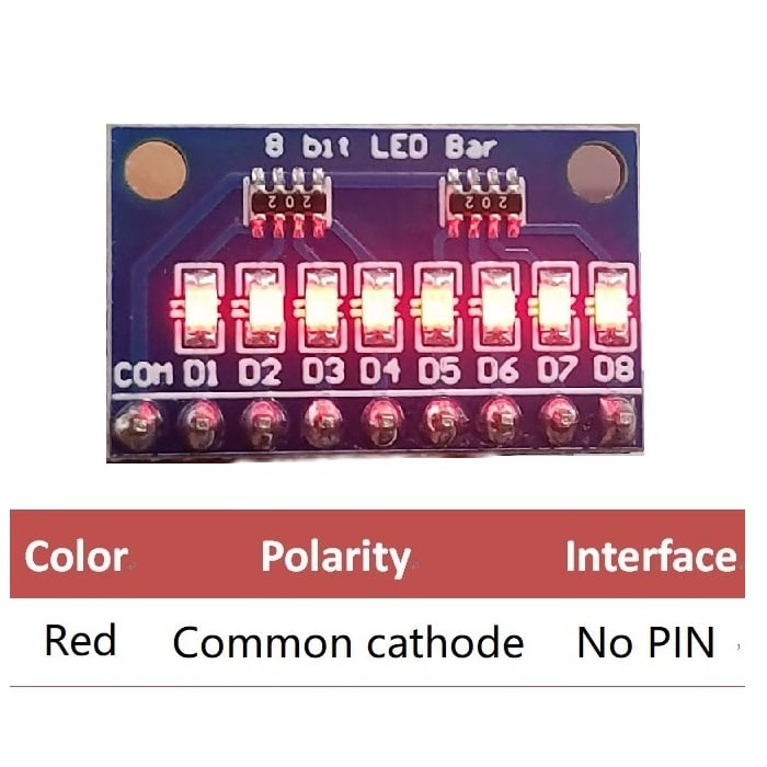 2 Pcs Of 3-24v 8-Bit Blue/Red Common Anode/Cathode Led Indicator Board Starter Kit Module For ...