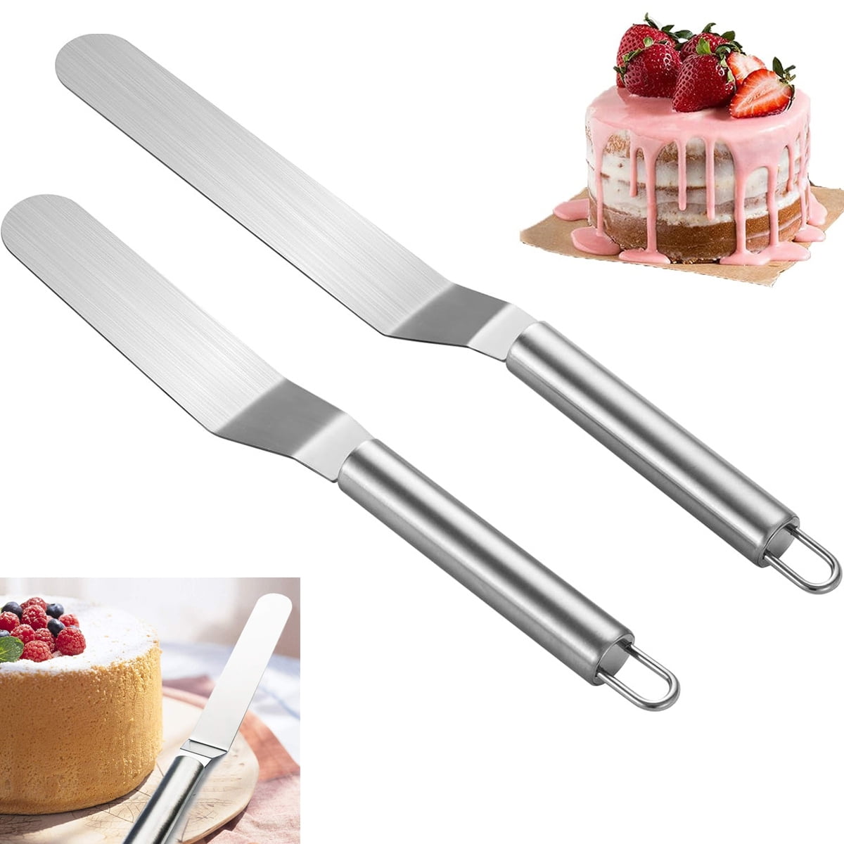 2 Pcs Offset Spatula,Tutuviw 6 8 Inch Angled Frosting Spatula,Stainless ...