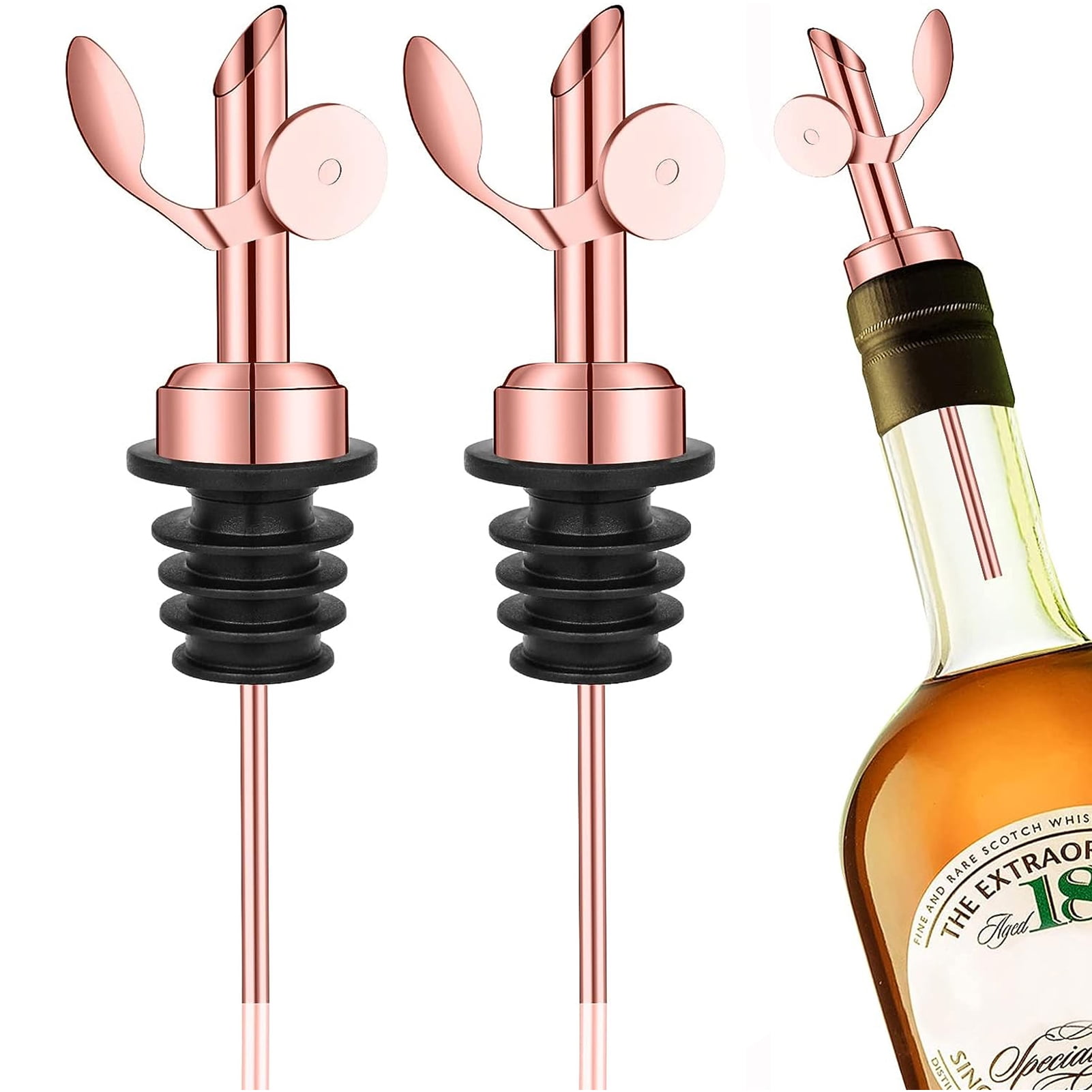 2 Pcs Oil Bottle Pourers Stainless Food Grade Auto Open And Close Olive ...