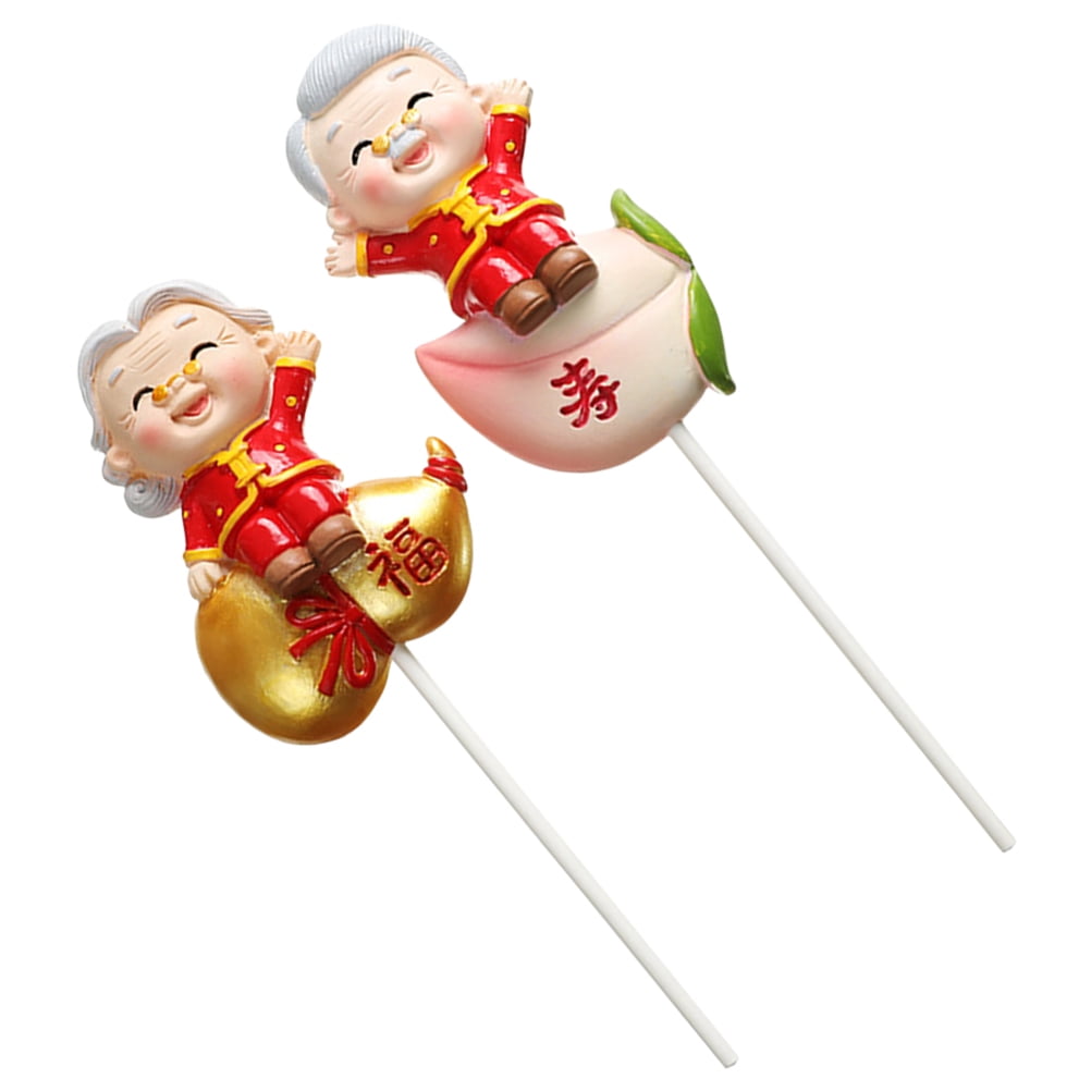 Raindrops 2pcs Creative Cake Topper Lovely Cake Insert Elderly Couple ...
