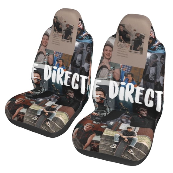 2 Pcs One Direc-,Ti0n Car Seat Covers Cartoon Car Interior Seat ...