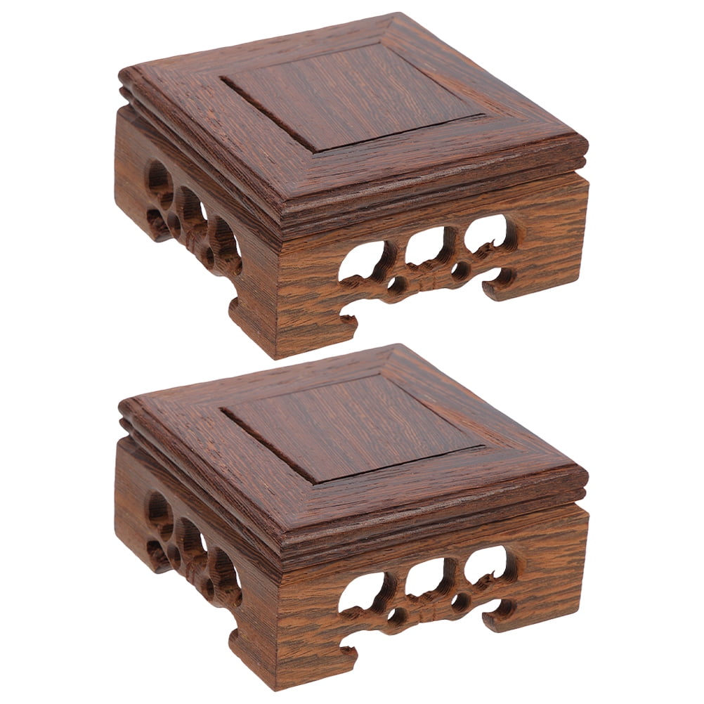 2 Pcs Ornament Wooden Tray Display Stand Buddha Pedestal ...