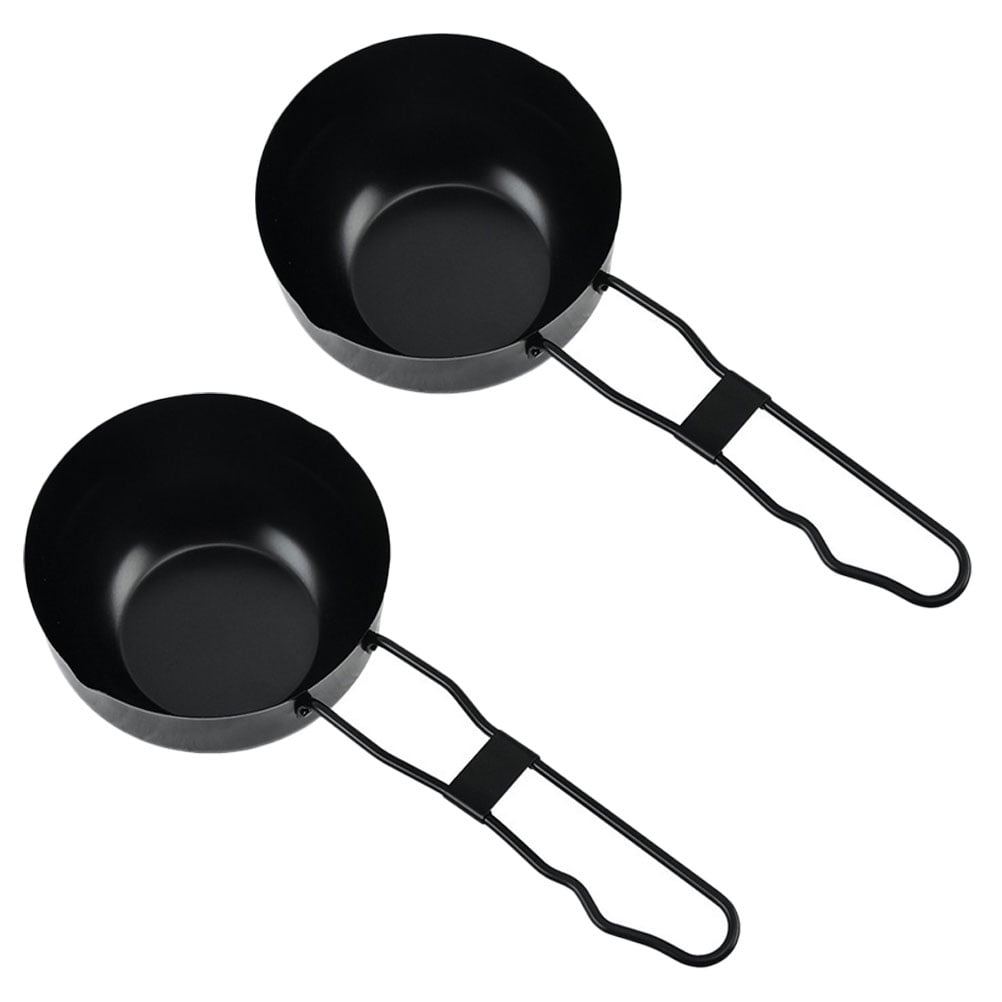 2 Pcs Outdoor Small Iron Pot Mini Backpack Stew Pot Cooking Pan Butter ...