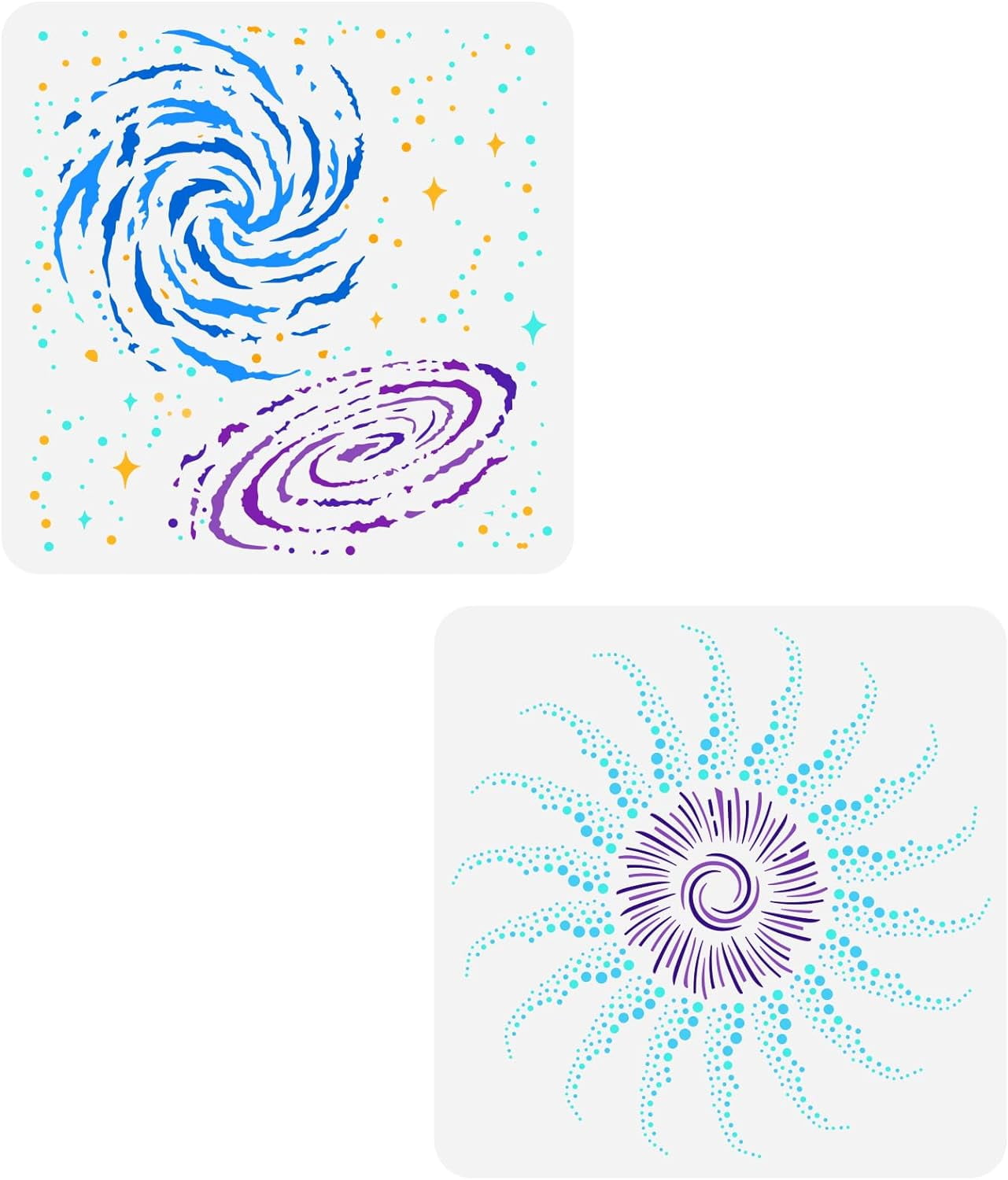 2 Pcs Outer Space Galaxy Stencil 11.8x11.8inch Reusable Nebula Black Hole Painting Stencil Space ...