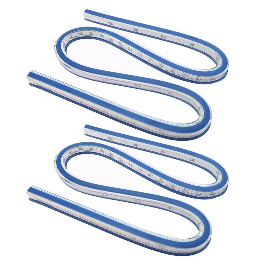 ifundom Flexible Curve Ruler 2Pack Soft Rubber Metal for Sewing Drawing ...