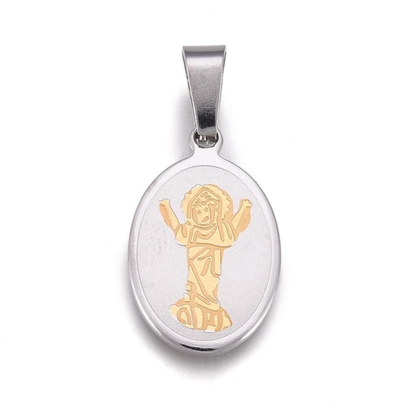 2 Pcs Oval Pendant Charms 304 Stainless Steel Pendants Oval with ...