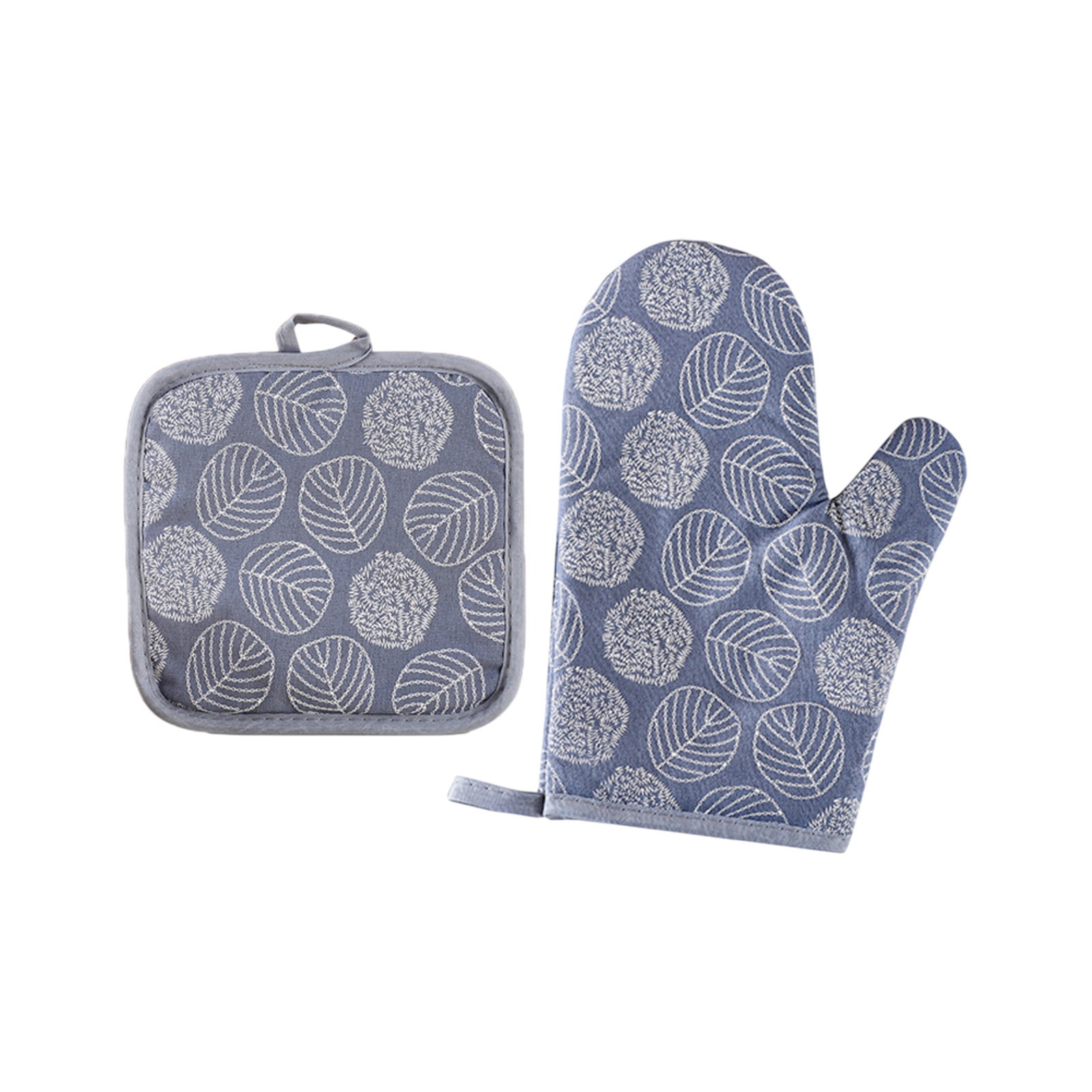 2 Pcs Oven Mitts and Pot Holders, 10.2 Inch Non-Slip Oven Leaf Pattern ...
