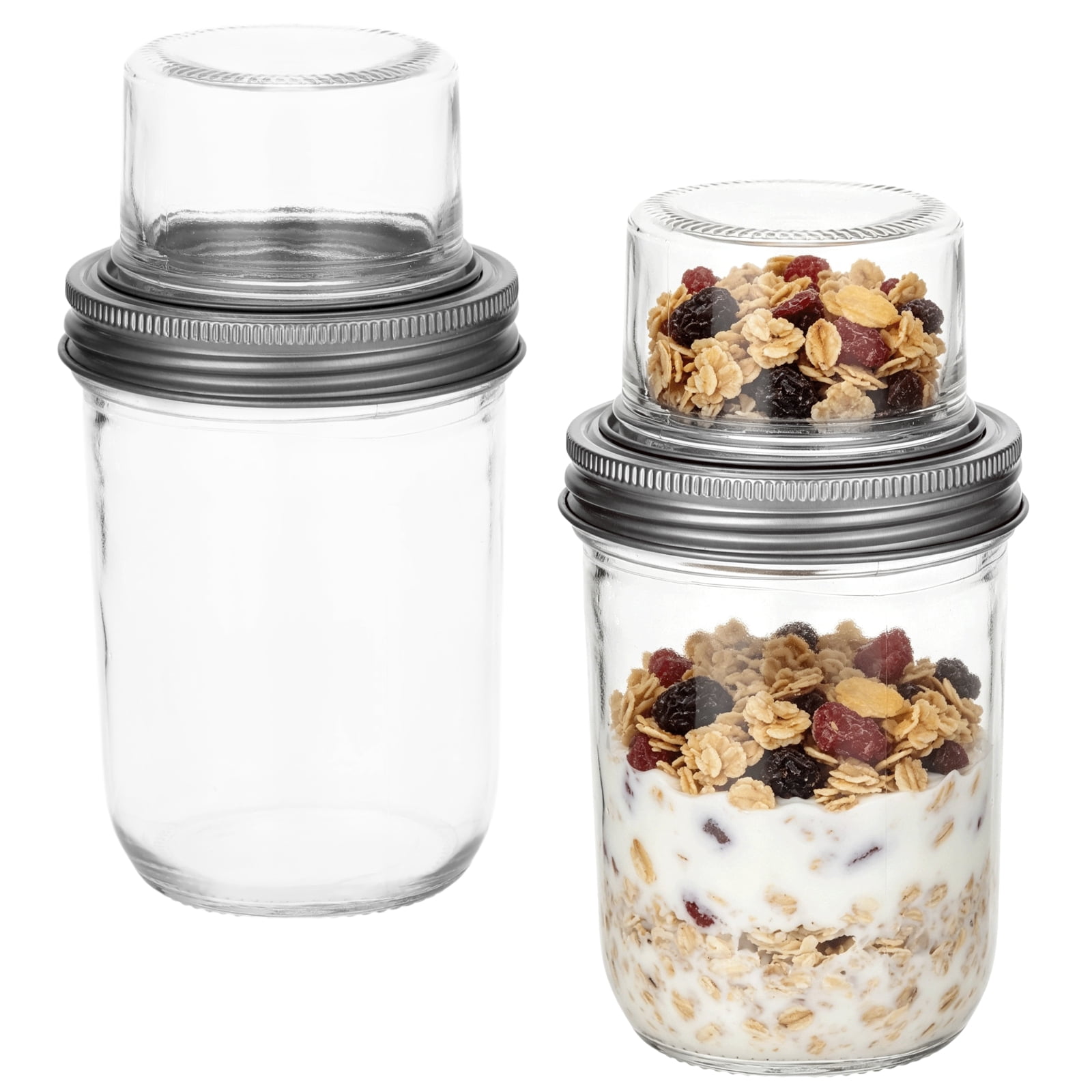 2 Pcs Overnight Oats Jars, 3.4 oz/ 100 ml Mini & 17 oz / 500 ml Large ...