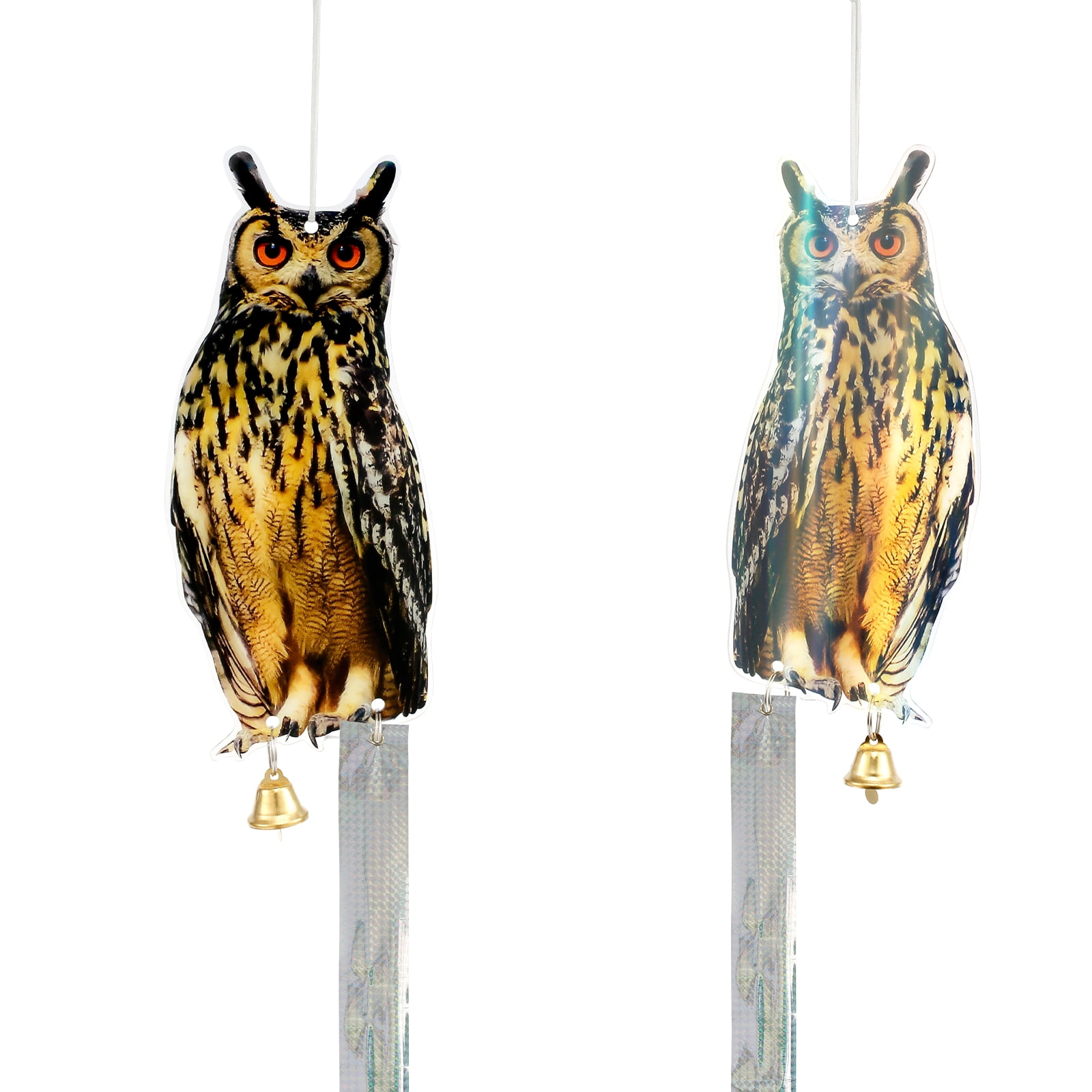 2 Pcs Owls to Keep Birds Away Hanging Owl Decoys with Reflective Tape ...