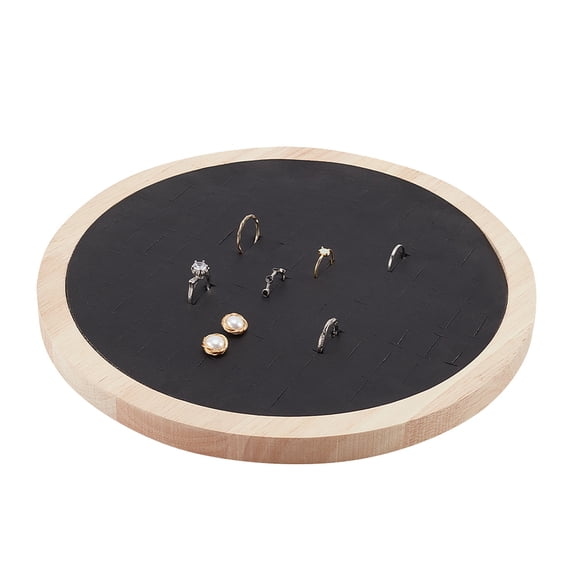 2 Pcs PU Leather Rings Displays Tray 7 Slots Black Ring Earring Storage ...