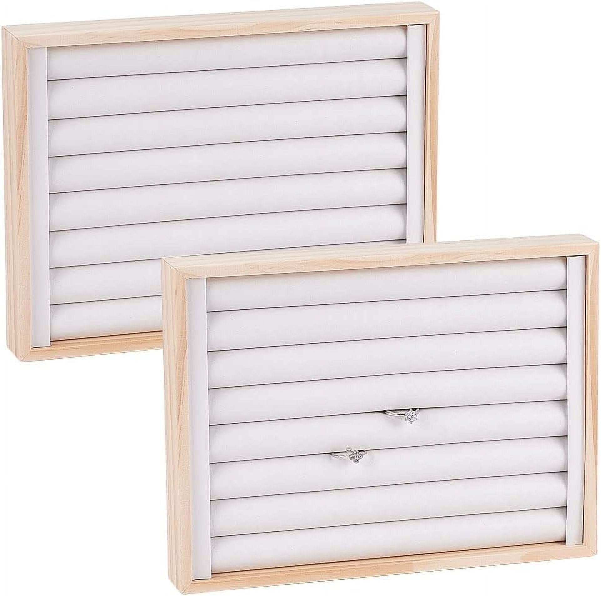 2 Pcs PU Leather Rings Displays Tray 7 Slots Ring Earring Storage ...