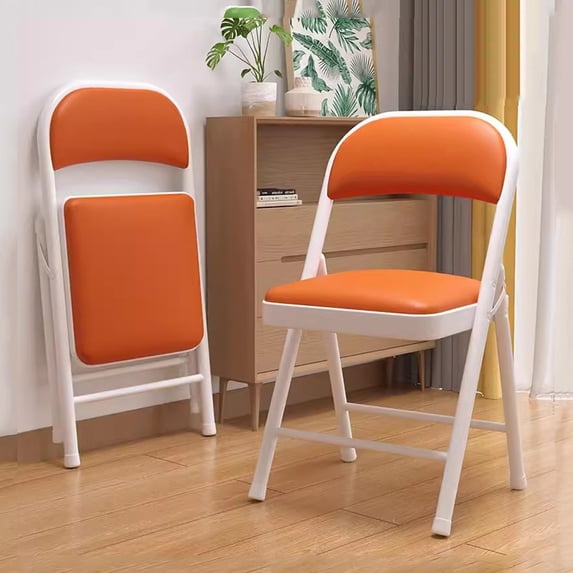 2 Pcs PU Padded Folding Chairs, Conference Chairs with Backrest & Non ...