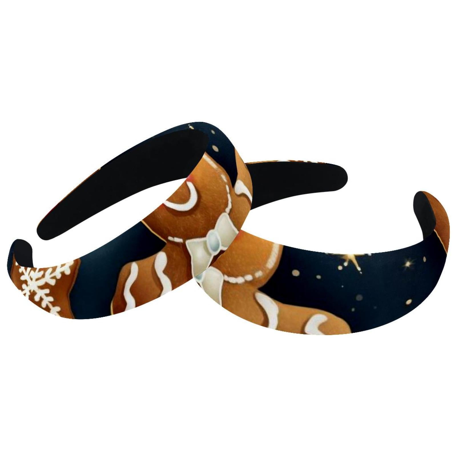 2 Pcs Padded Headbands for Women, Christmas Gingerbread Man Headband ...