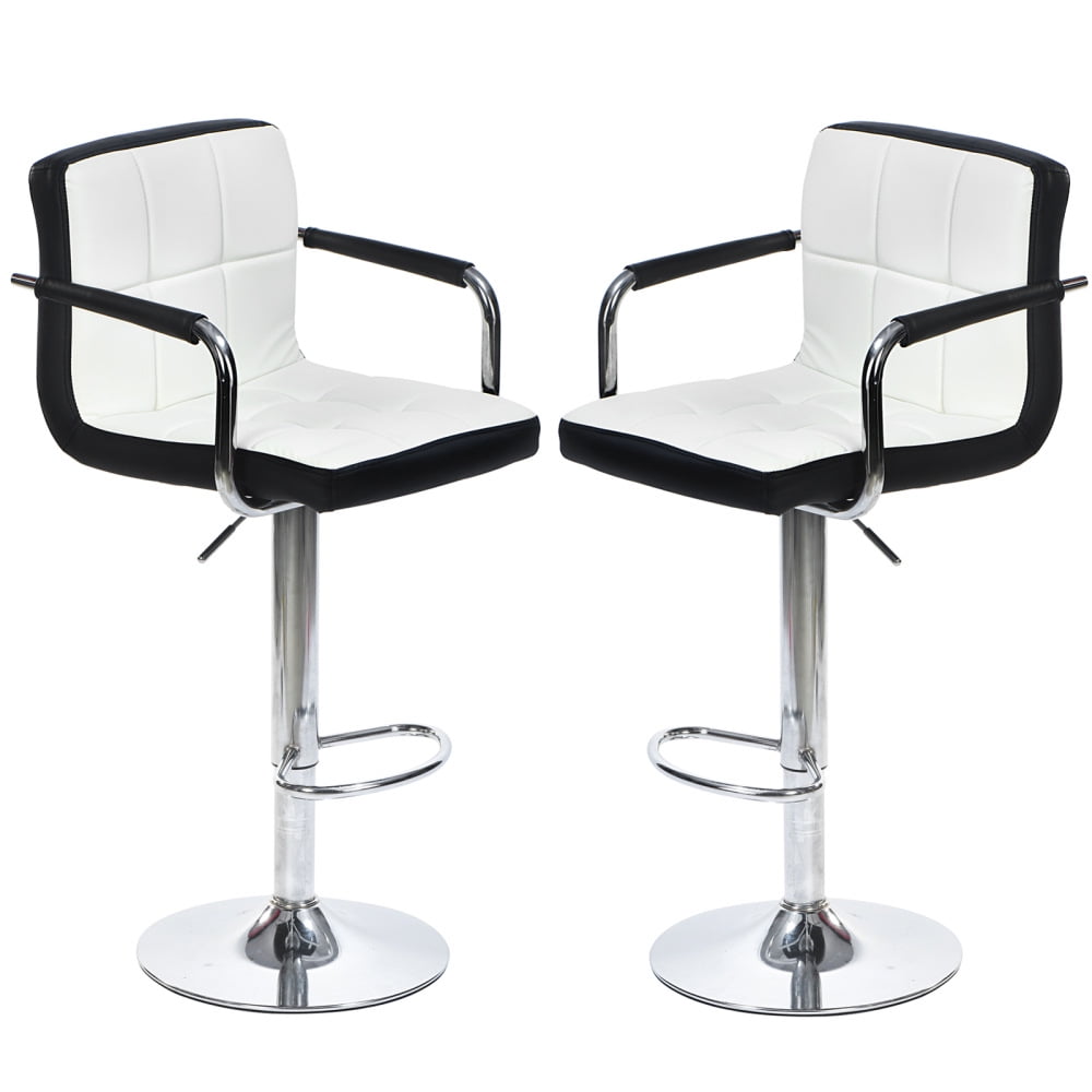 2 Pcs Padded Swivel Counter Height Bar Stools, PU Leather Barstools Set ...