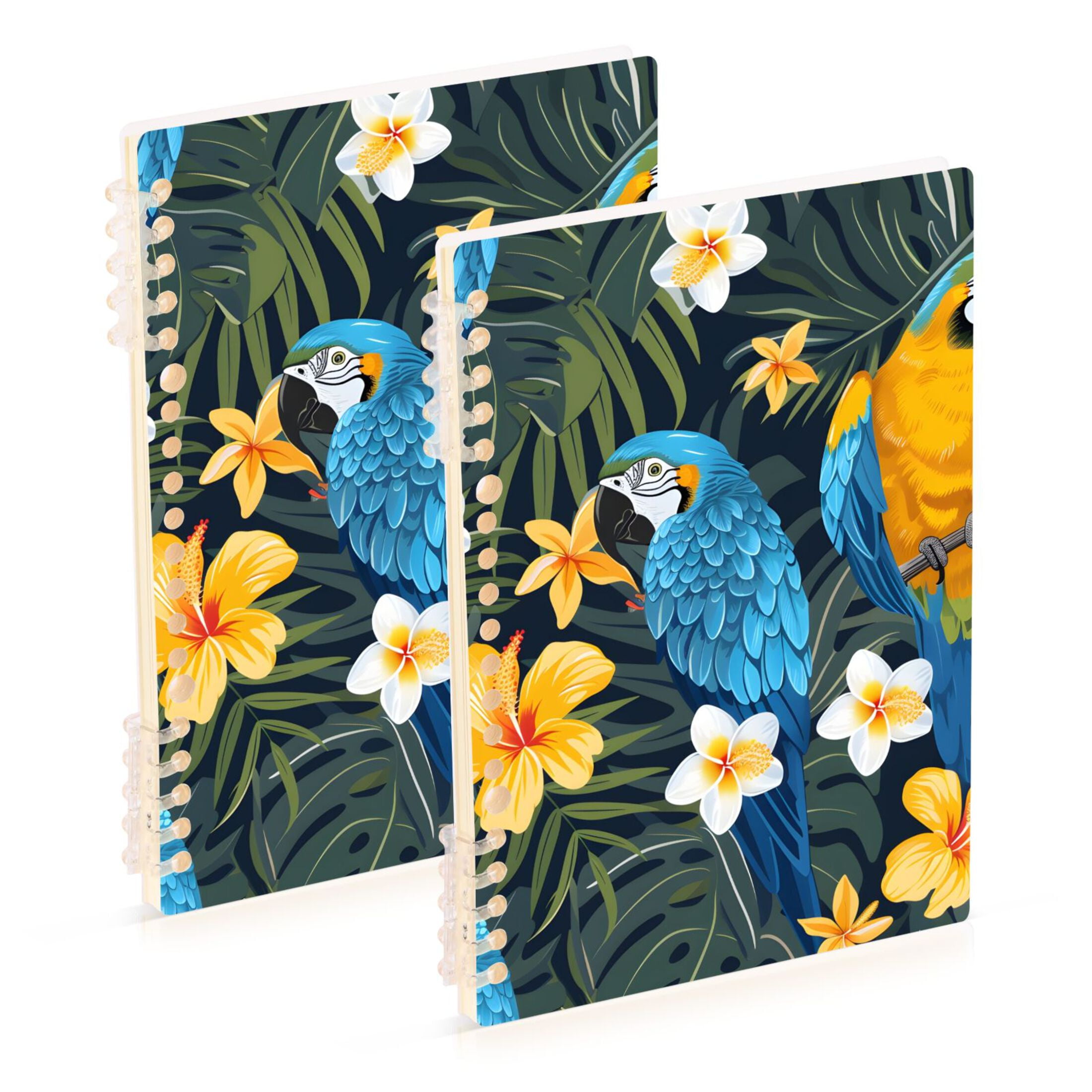 2 Pcs Parrots Birds and Flowers Spiral Notebooks 60 Sheets 120 Pages A5 ...
