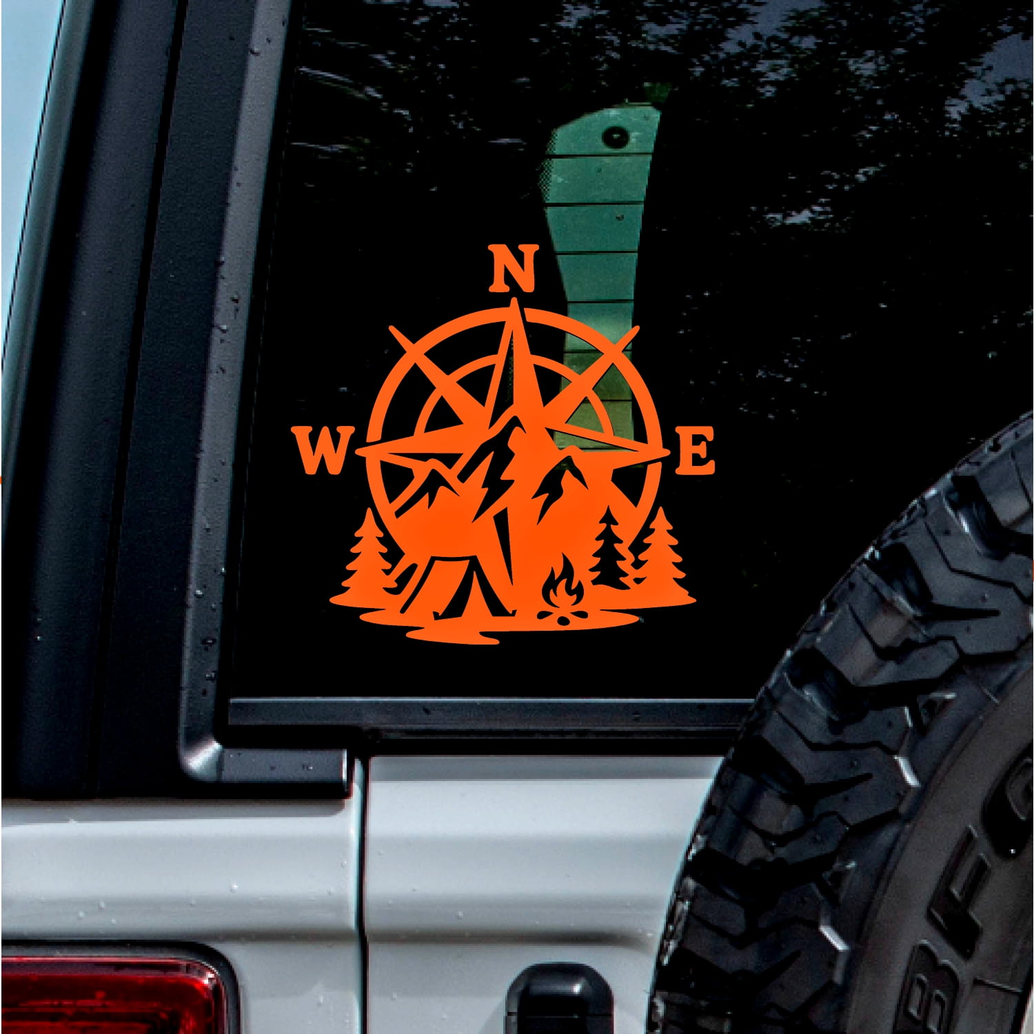 (2 Pcs Pastel Orange, 5.9'' x 5.6'') - Vinyl Sticker Decal - "compass ...