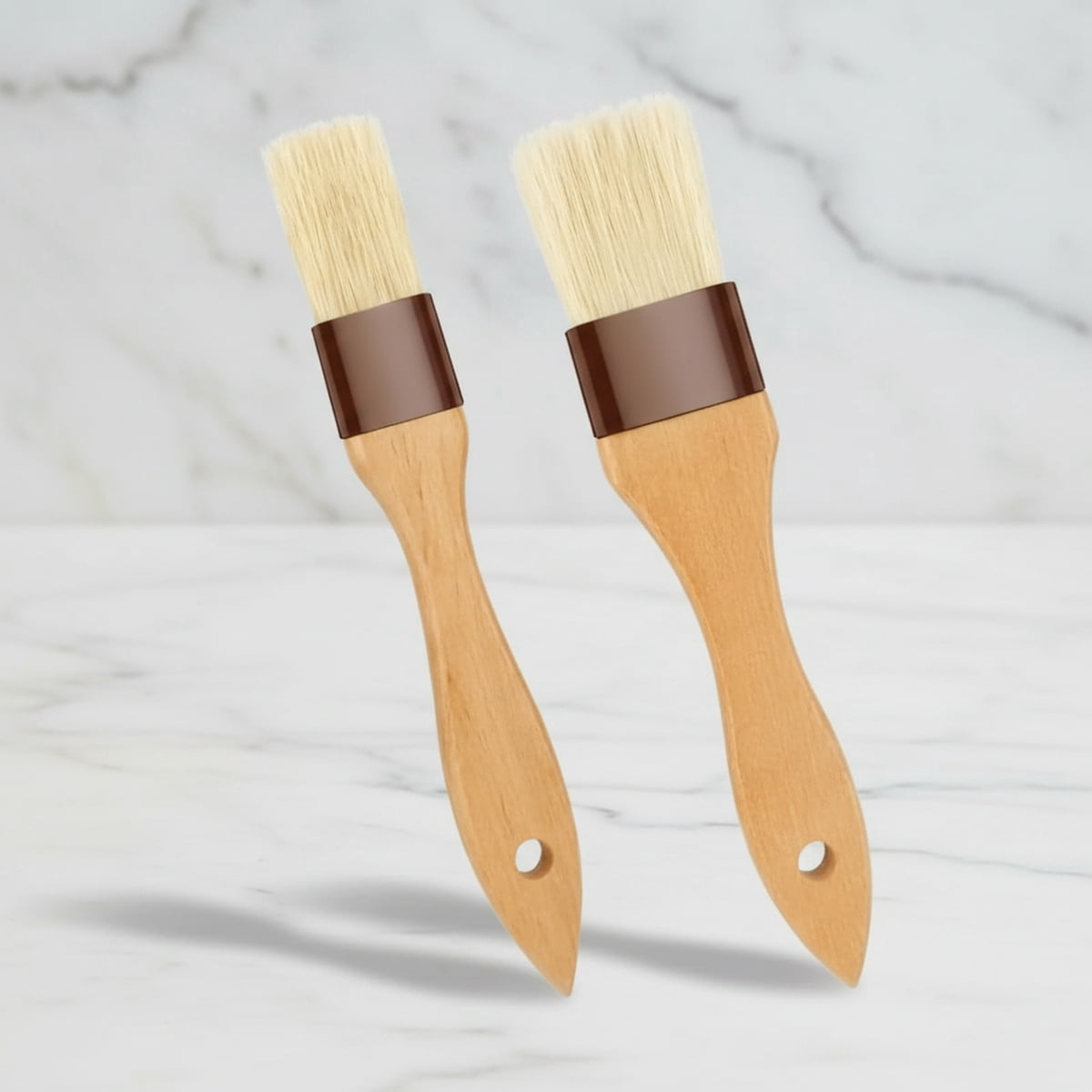 2 Pcs Pastry Brush, Natural Bristle Basting Brush, Beech Wooden Handle ...