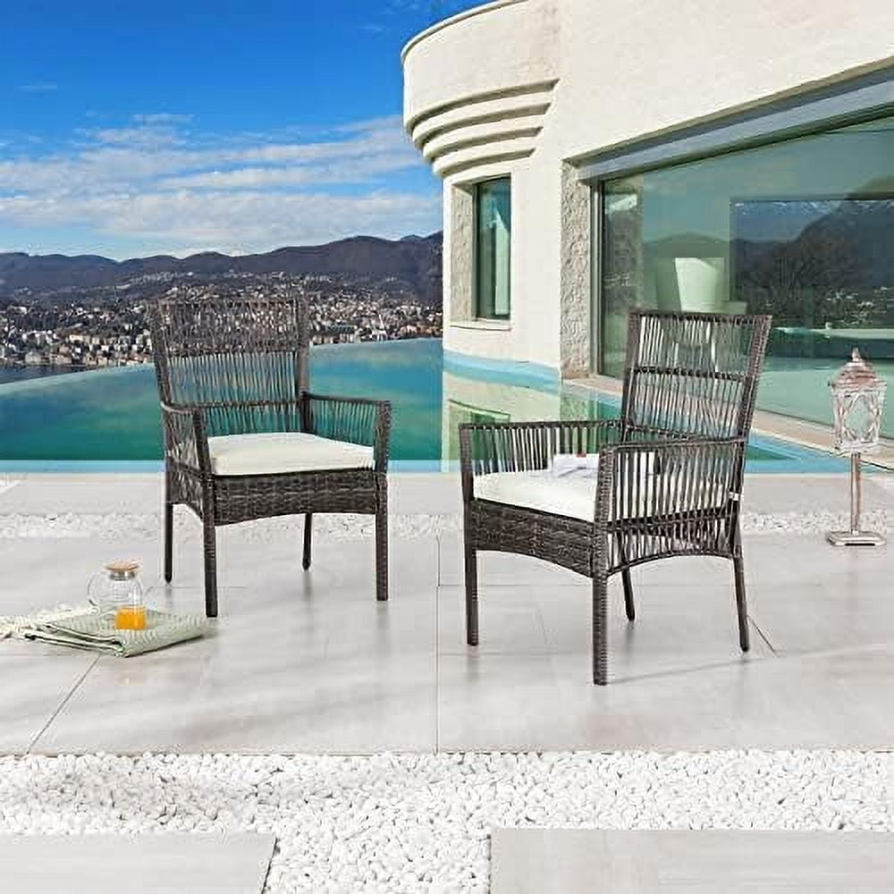 2 Pcs Patio Willow Dining Chairs, All-Weather Wicker Rattan Outdoor ...