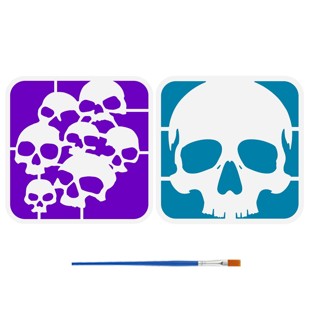 2 Pcs Pattern Stencils with Brush 5.9x5.9inches Plastic PET Painting ...