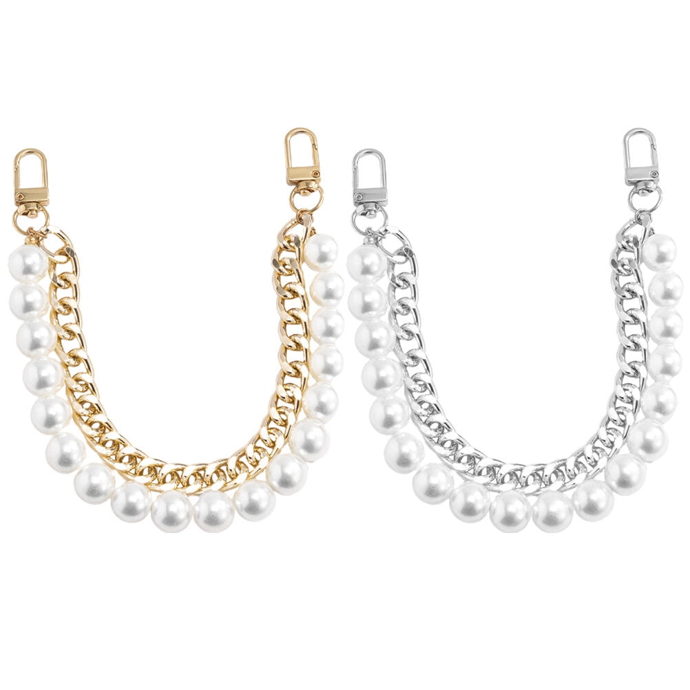 2 Pcs Pearl Chain Silver Purse Detachable Handbag Charms for Handbags ...