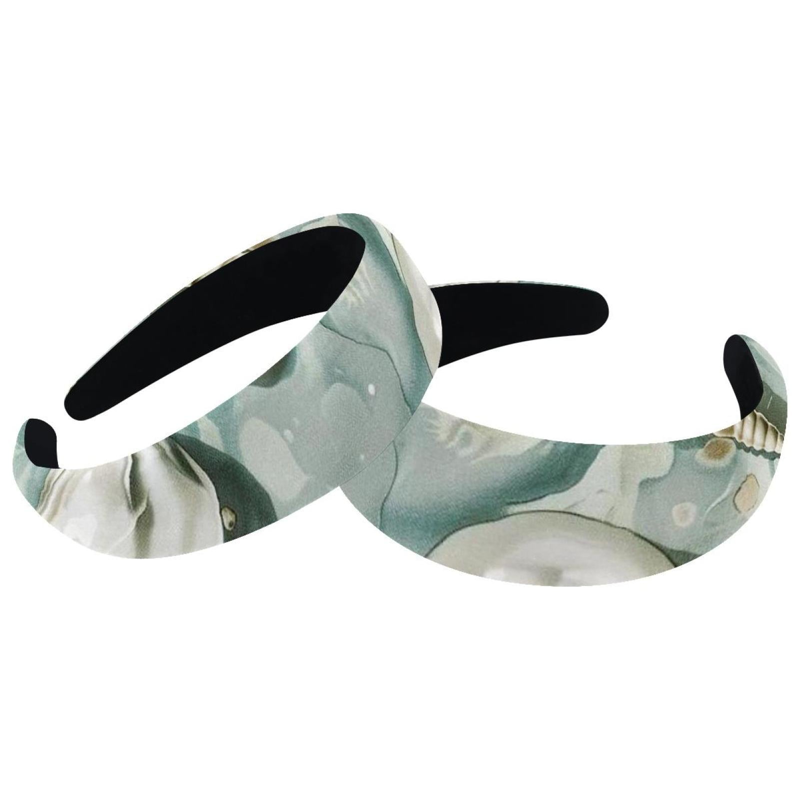 2 Pcs Pearl Shell Print Headbands for Women, Polyester Wide Headbands ...