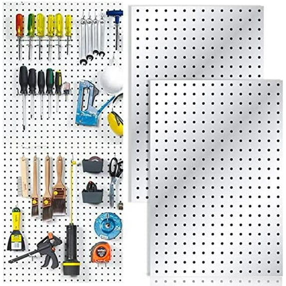 2 Pcs Pegboard, Metal Pegboard Wall Panels - Pegboard Wall Organizer System - Peg Boards for ...