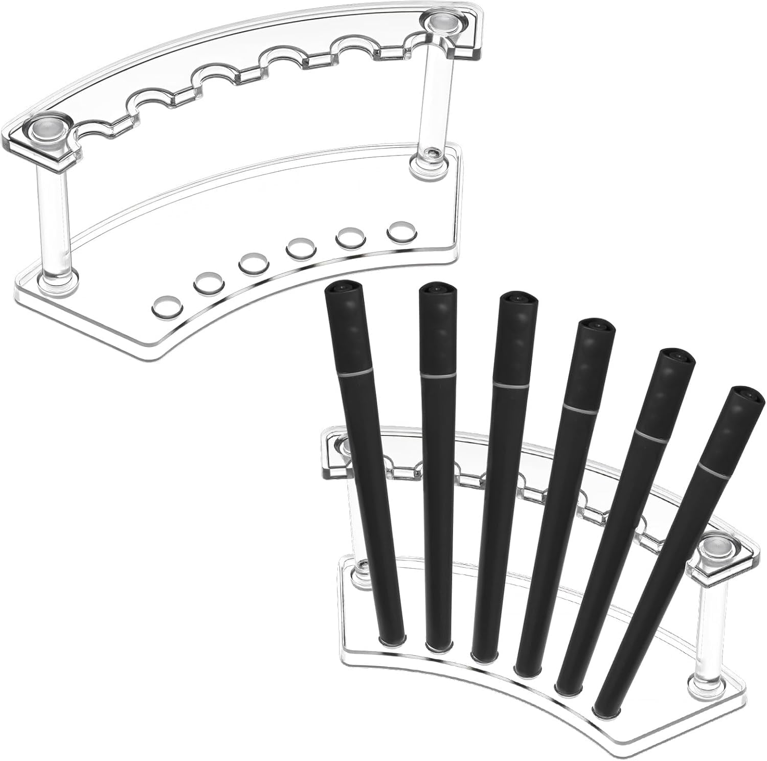 2 Pcs Pen Display Stand, 6-Slot Acrylic Pen Holder Pen Makeup Brush ...