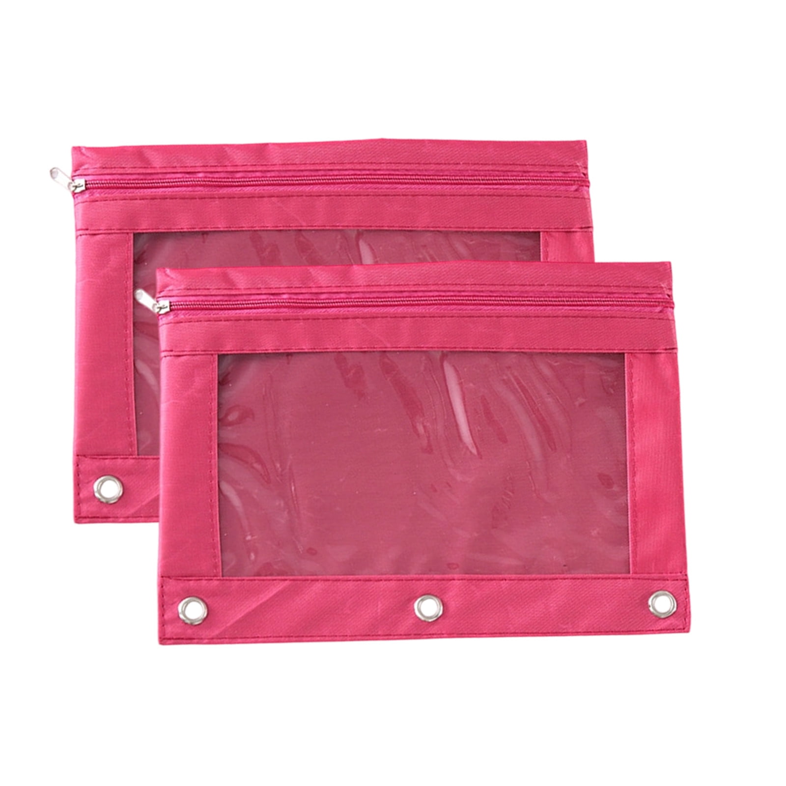 2 Pcs Pencil Pouch,Three-hole Pencil Case Single Zipper Transparent PVC ...