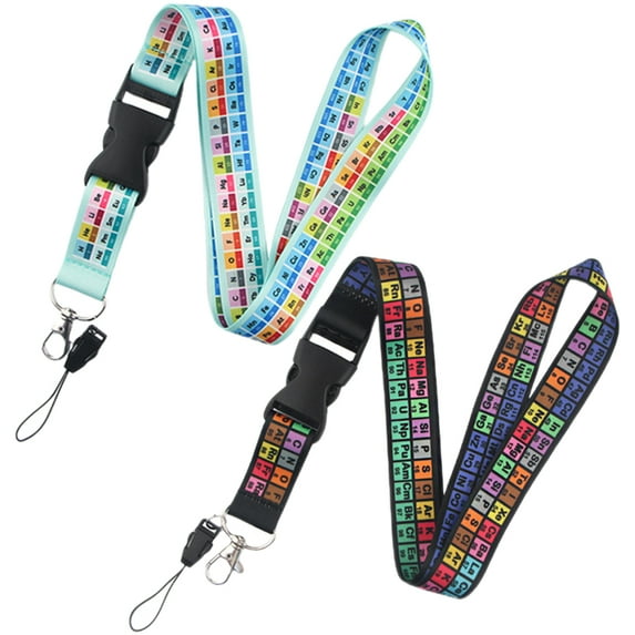 2 Pcs Periodic Table Lanyard Multi-function Lanyard Man Miss 43x3cm ...