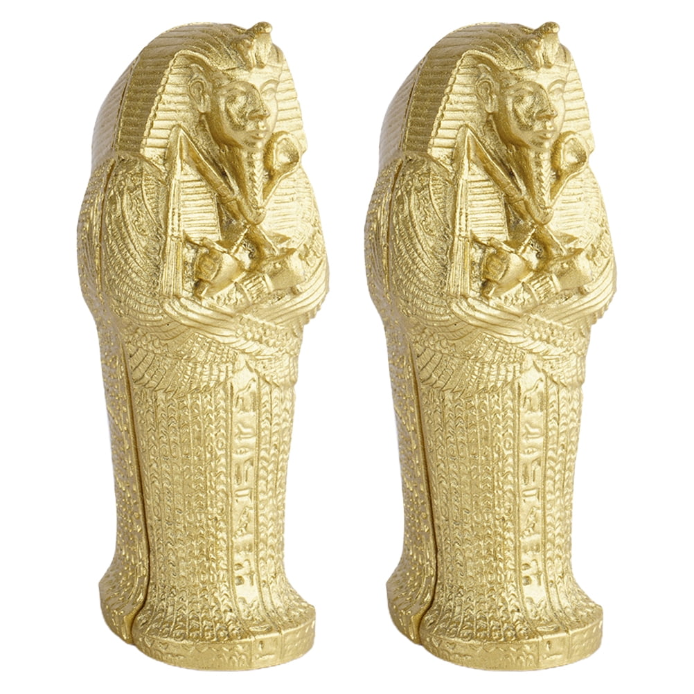 2 Pcs Pharaoh Mummy Egyptian Coffin Resin Handicraft Statue Miniature ...